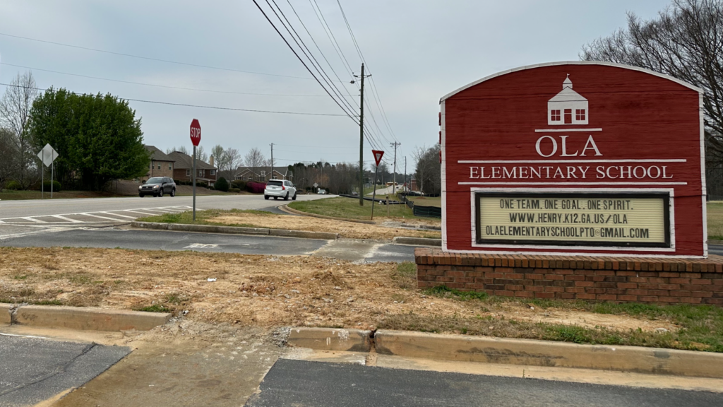 New Sidewalk Under Construction at Ola Elementary